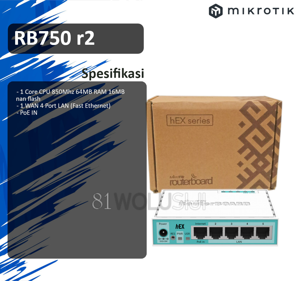 Mikrotik RB750r2 hEX Lite Indoor Router - Wolusiji