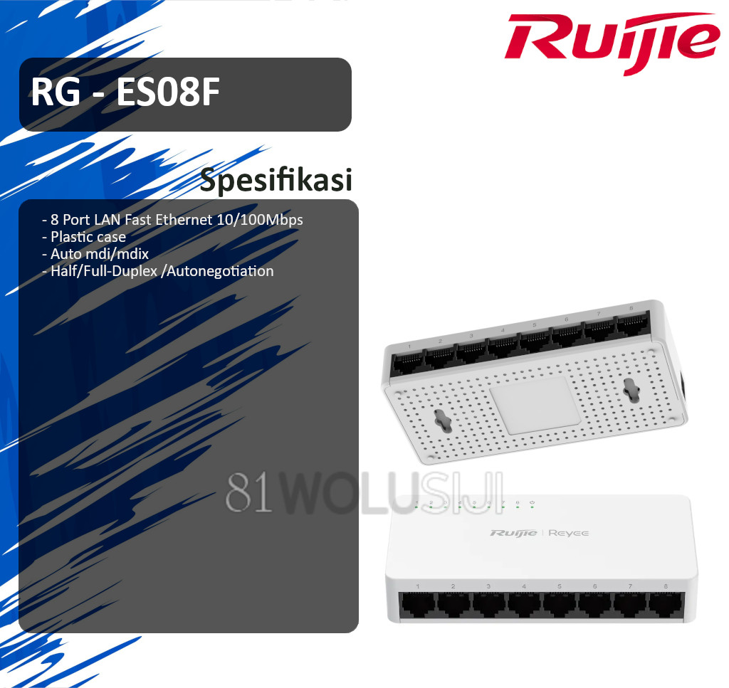 Ruijie RG ES08F Desktop Switch/Hub 8 port LAN 10/100Mbps - Plastic case ...